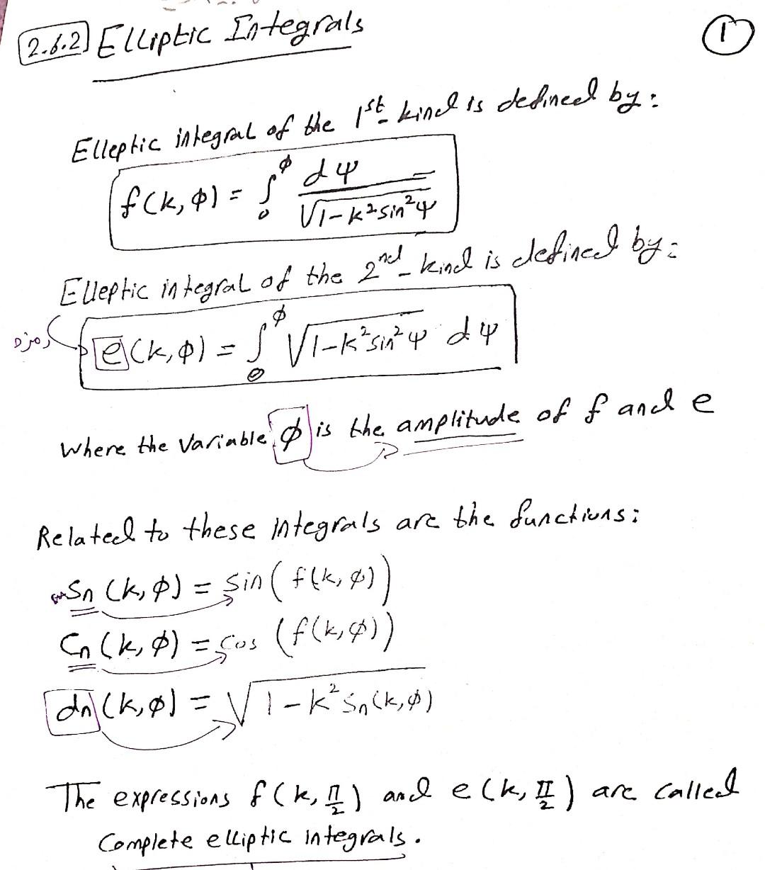Solved 2.6.2) Elliptic Integrals by: Elleptic integral of | Chegg.com