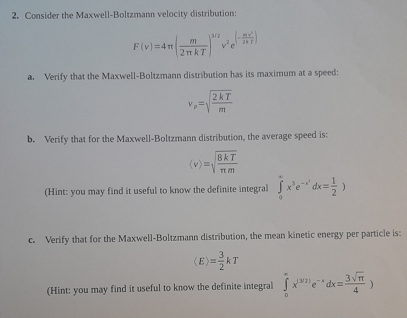 Solved Consider the Maxwell-Boltzmann velocity | Chegg.com