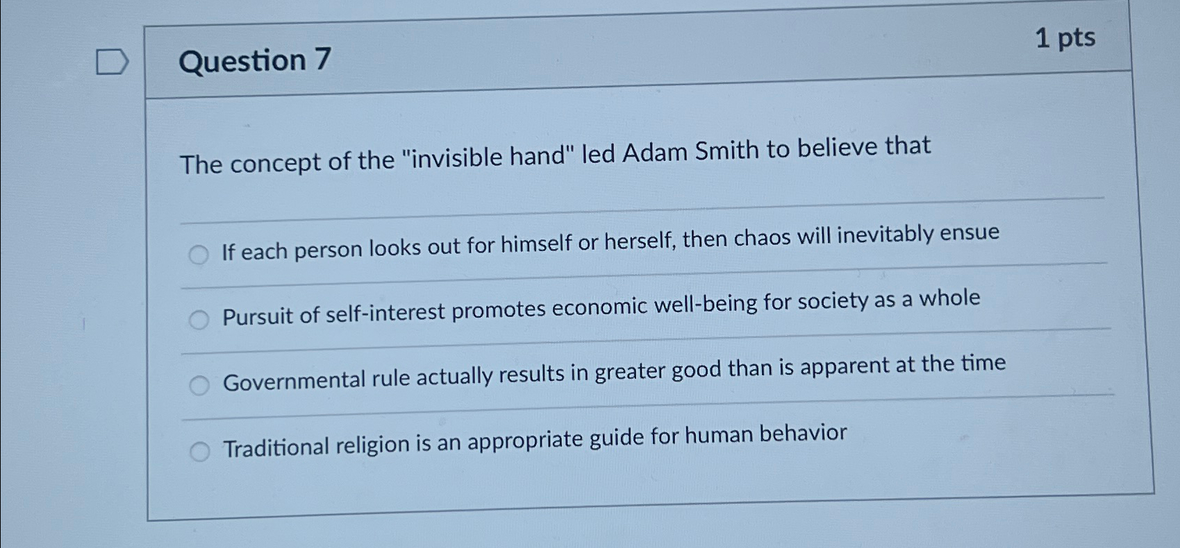 Solved Question 71ptsThe concept of the "invisible hand" led | Chegg.com
