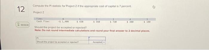 Solved Compute the PI statistic for Project Z if the | Chegg.com