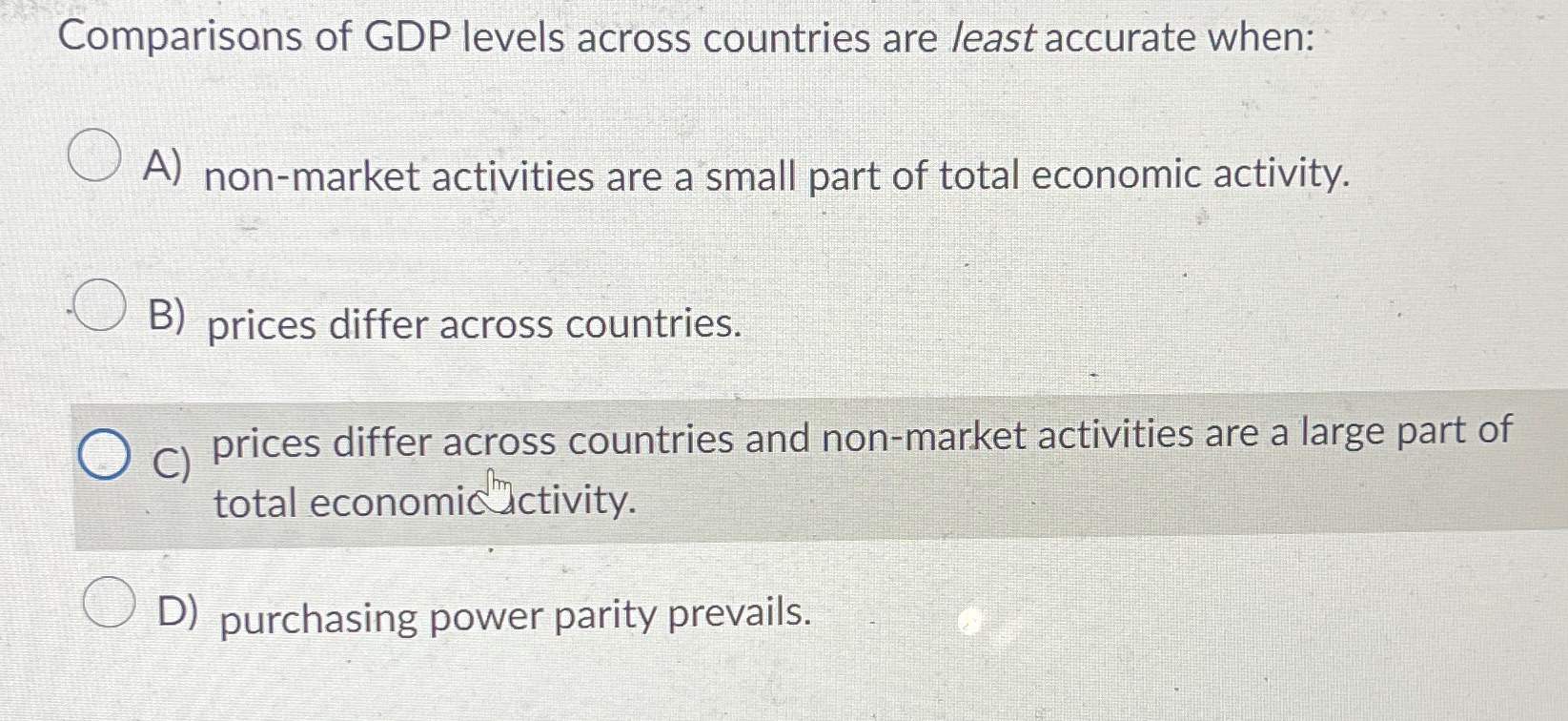 Solved Comparisons of GDP levels across countries are least | Chegg.com