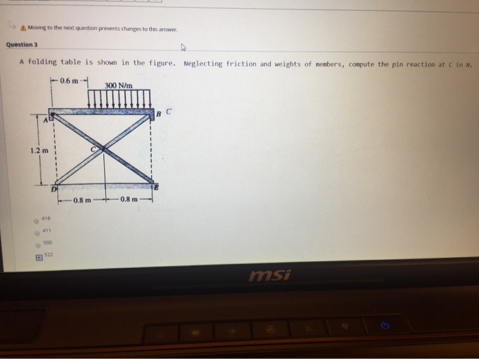 Solved A folding table is shown in the figure. Neglecting | Chegg.com