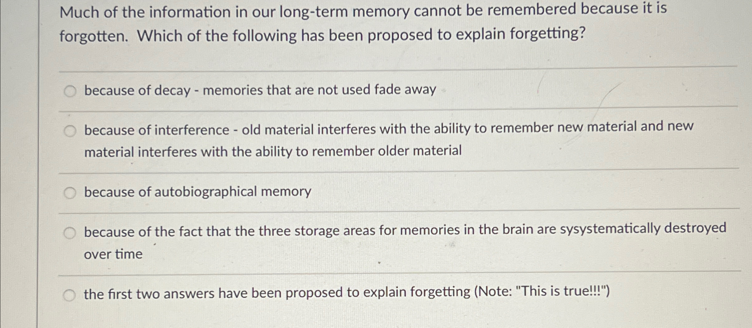 Solved Much of the information in our long-term memory | Chegg.com