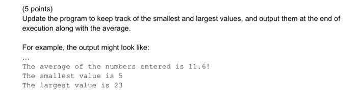 Solved (5 points) Update the program to keep track of the | Chegg.com