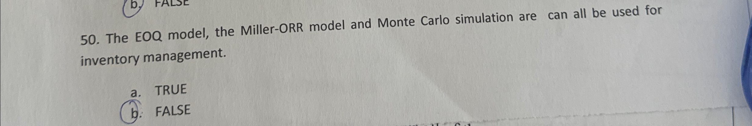 Solved The EOQ model, the Miller-ORR model and Monte Carlo | Chegg.com