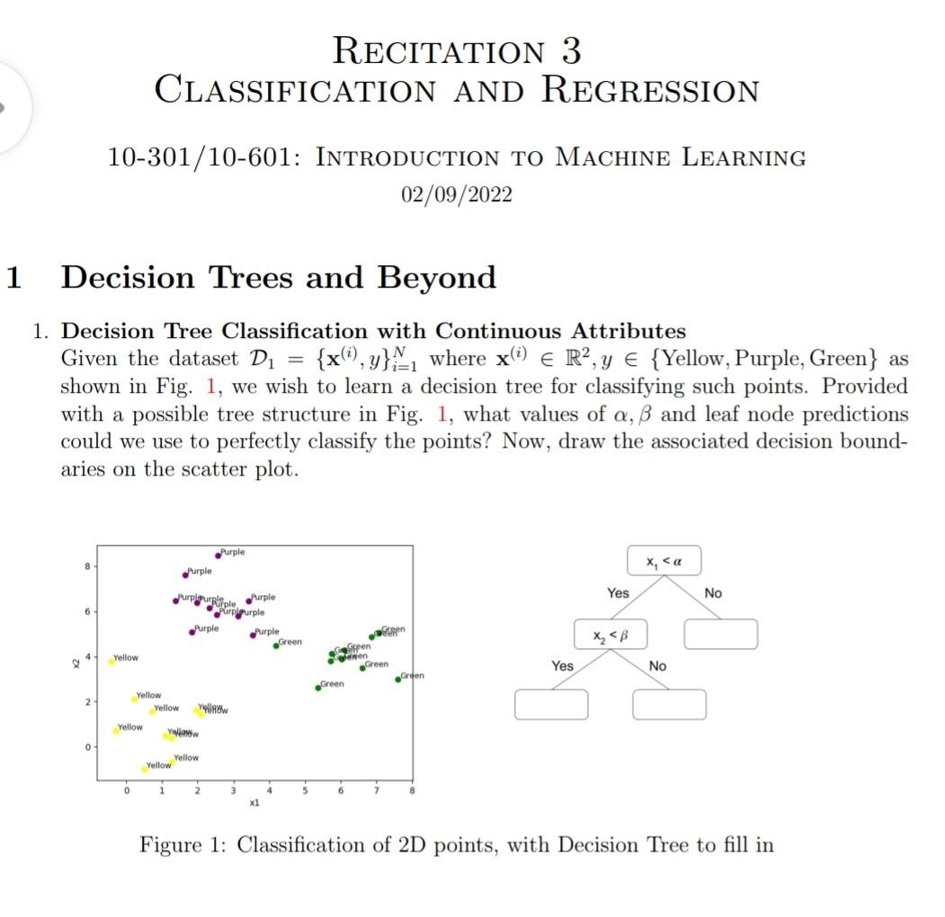 Solved 1 8 Decision Trees and Beyond 1. Decision Tree | Chegg.com