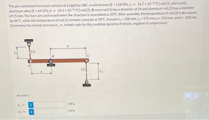 Solved The Pin Connected Structure Consists Of A Rigid Bar