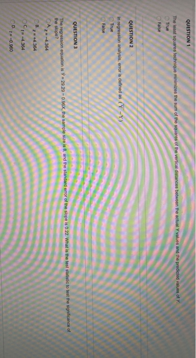 Solved QUESTION 1 The least squares technique minimizes the | Chegg.com