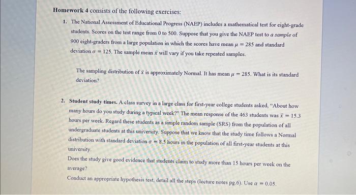 Solved Homework 4 Consists Of The Following Exercises 1