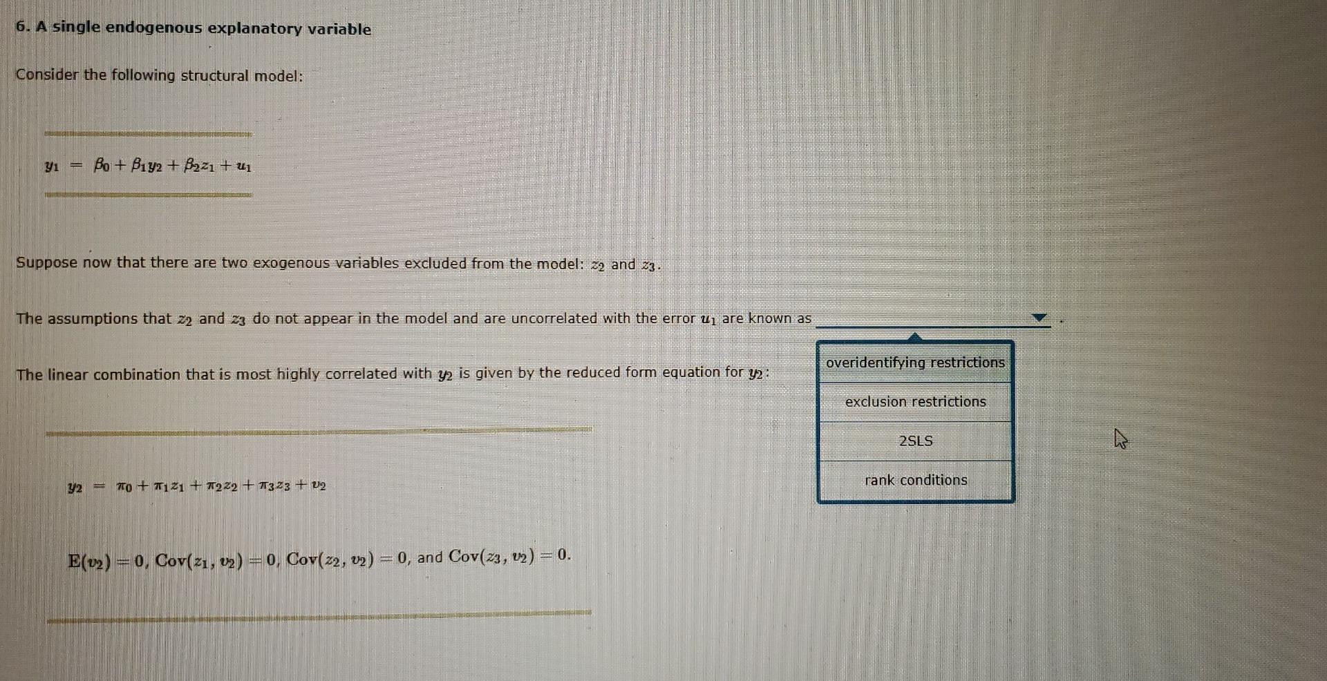Solved 6. A single endogenous explanatory variable Consider | Chegg.com