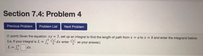 Solved Section 7.4: Problem 4 Previous Problem Probler List | Chegg.com
