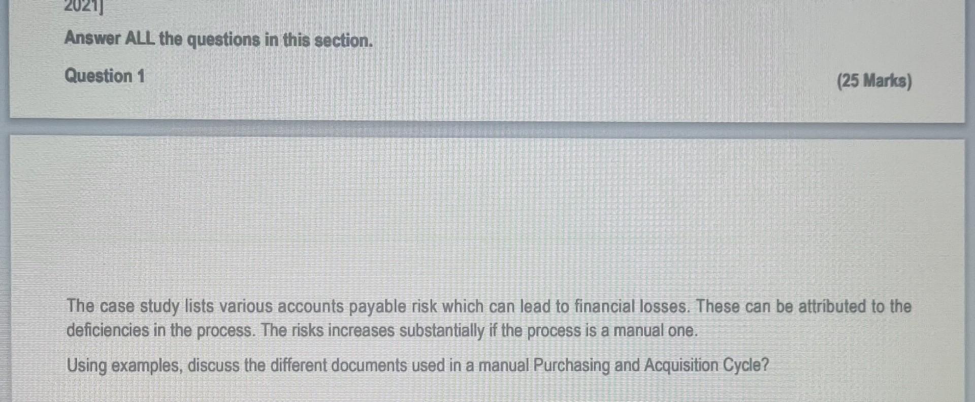 Solved Case Study: Common Accounts Payable Risks And How To | Chegg.com