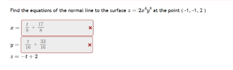 Solved Find the equations of the normal line to the surface | Chegg.com