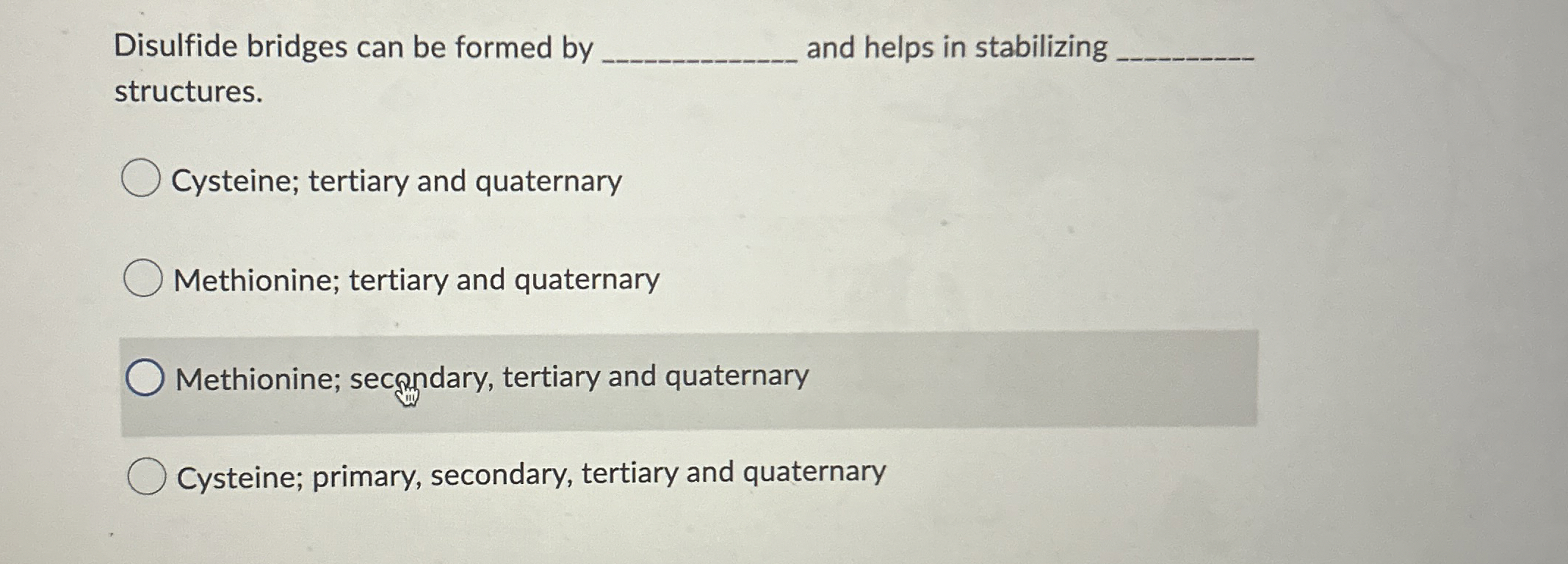 Solved Disulfide bridges can be formed byand helps in | Chegg.com
