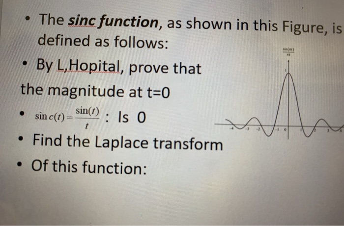 Solved • The sinc function, as shown in this Figure, is | Chegg.com