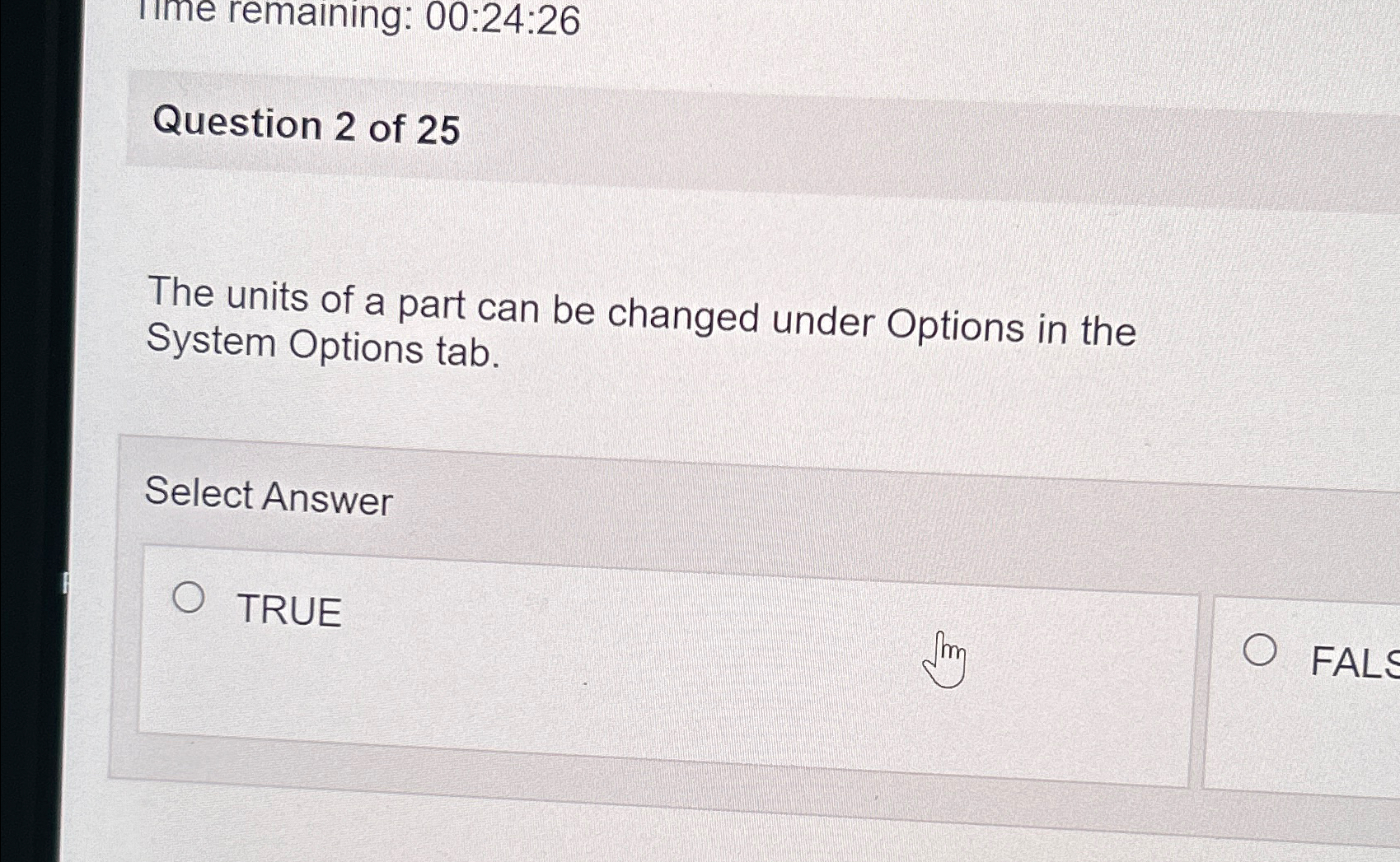 Solved IIme remaining: 00:24:26Question 2 ﻿of 25The units of | Chegg.com