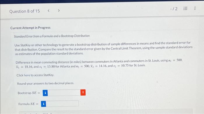 Solved Standard Error From A Formula And A Bootstrap 4813