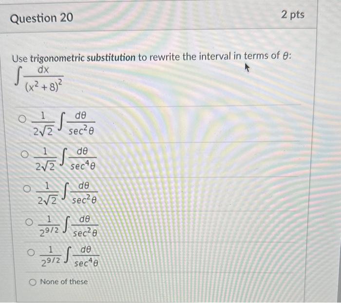 Solved Use trigonometric substitution to rewrite the | Chegg.com