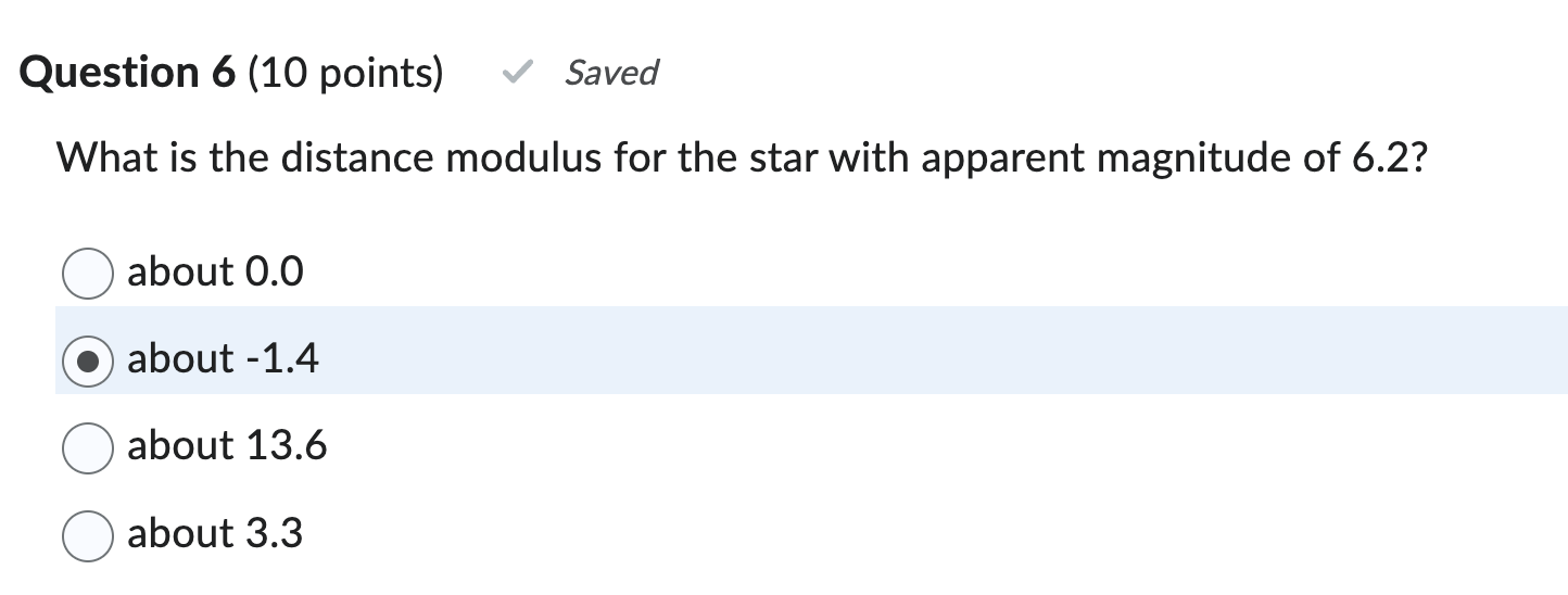 Solved Question 6 (10 ﻿points)What is the distance modulus | Chegg.com