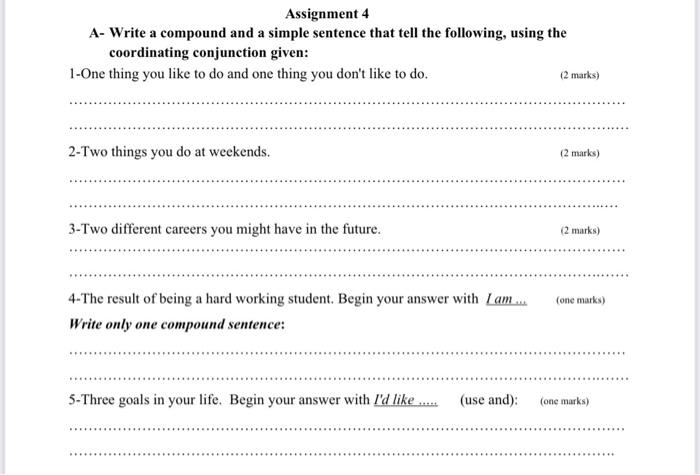 Assignment 4 A- Write a compound and a simple | Chegg.com