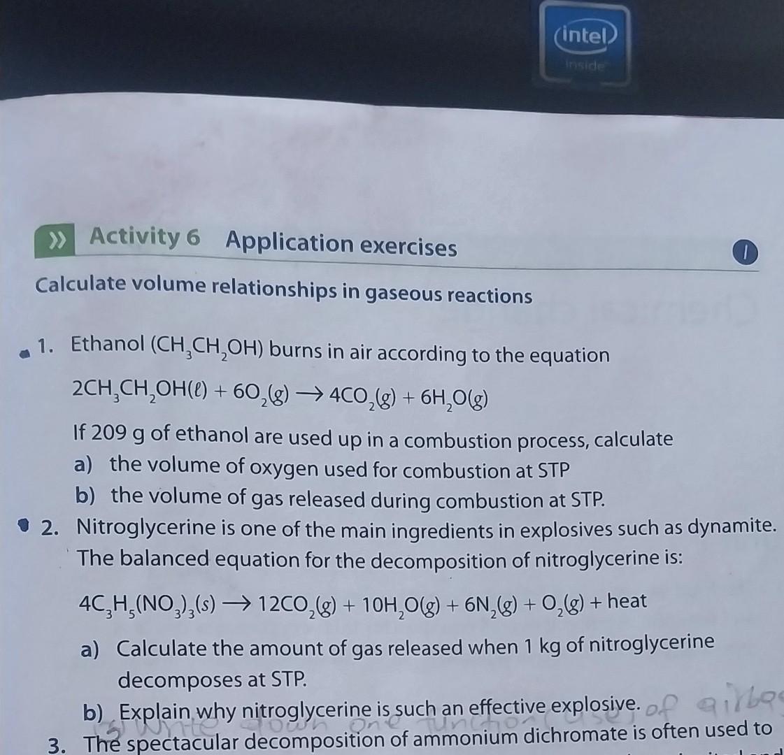 Solved Calculate volume relationships in gaseous reactions | Chegg.com