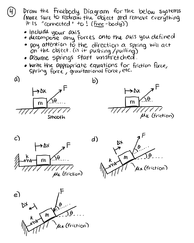 Solved (4) ﻿Draw the Freebody Diagram for the below | Chegg.com