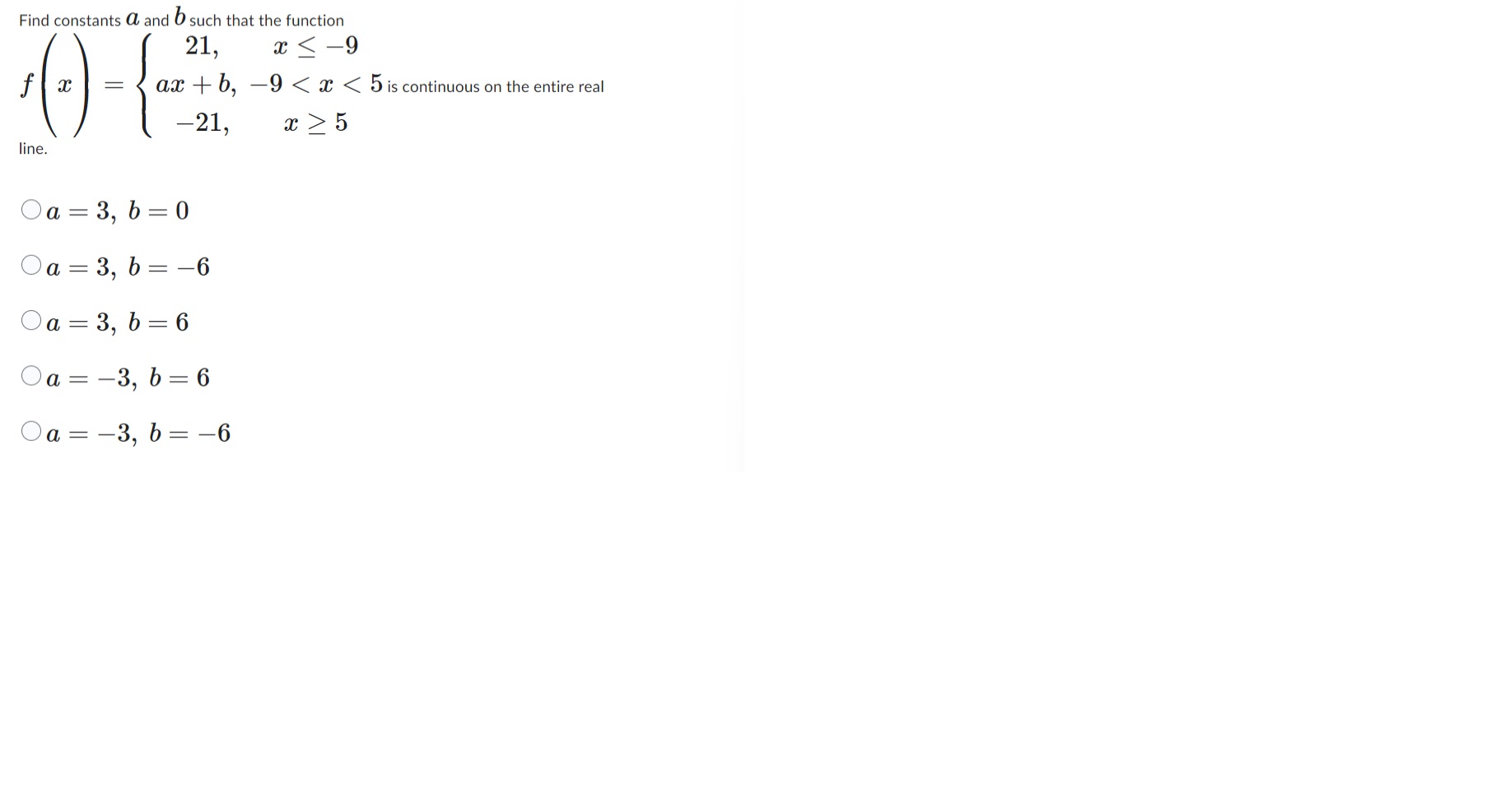 Solved Find constants a and b ﻿such that the | Chegg.com