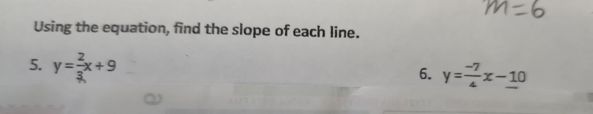Solved Using the equation, find the slope of each line. 5. | Chegg.com