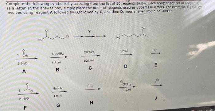 Solved Complete the following synthesis by selecting from | Chegg.com