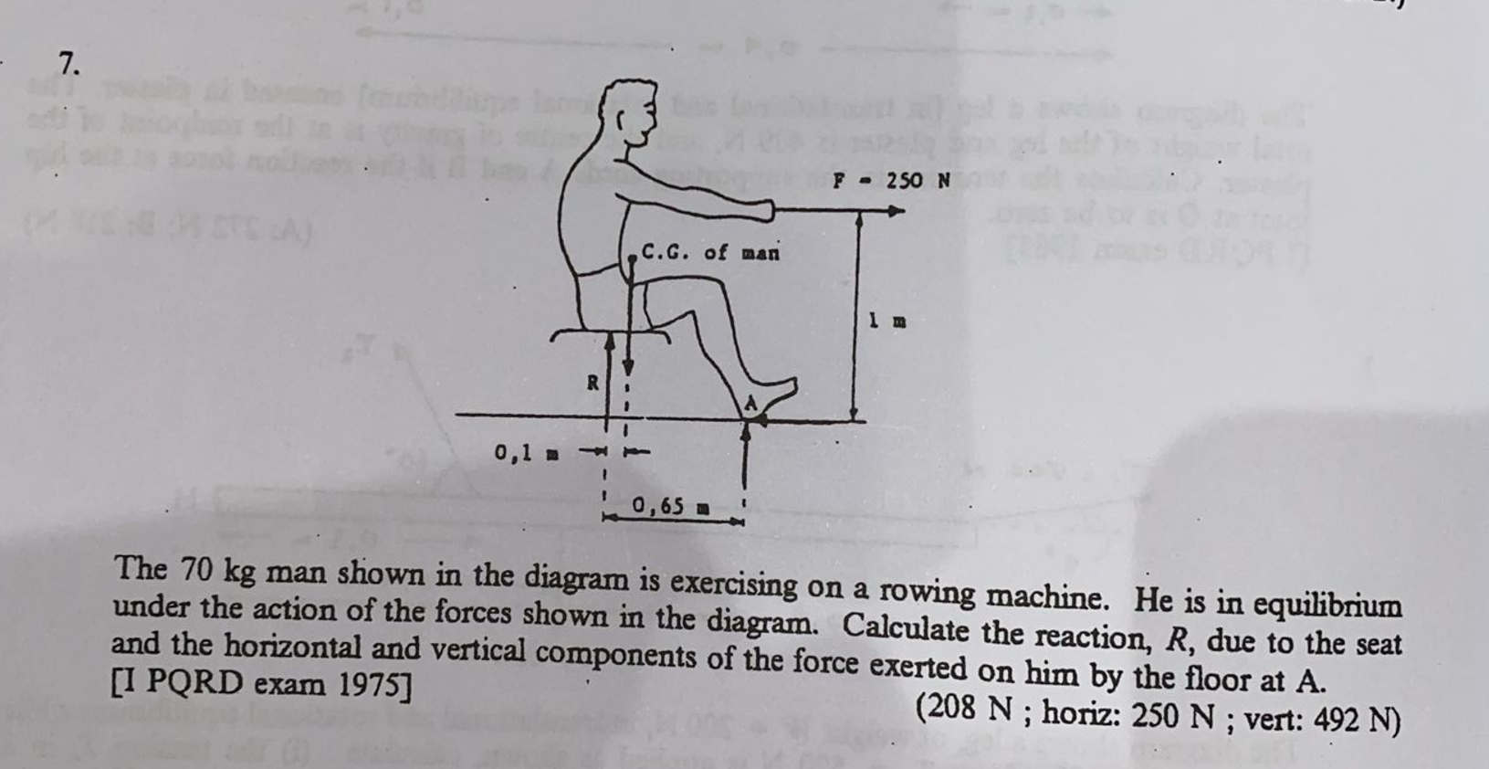 Solved The 70kg ﻿man shown in the diagram is exercising on a | Chegg.com