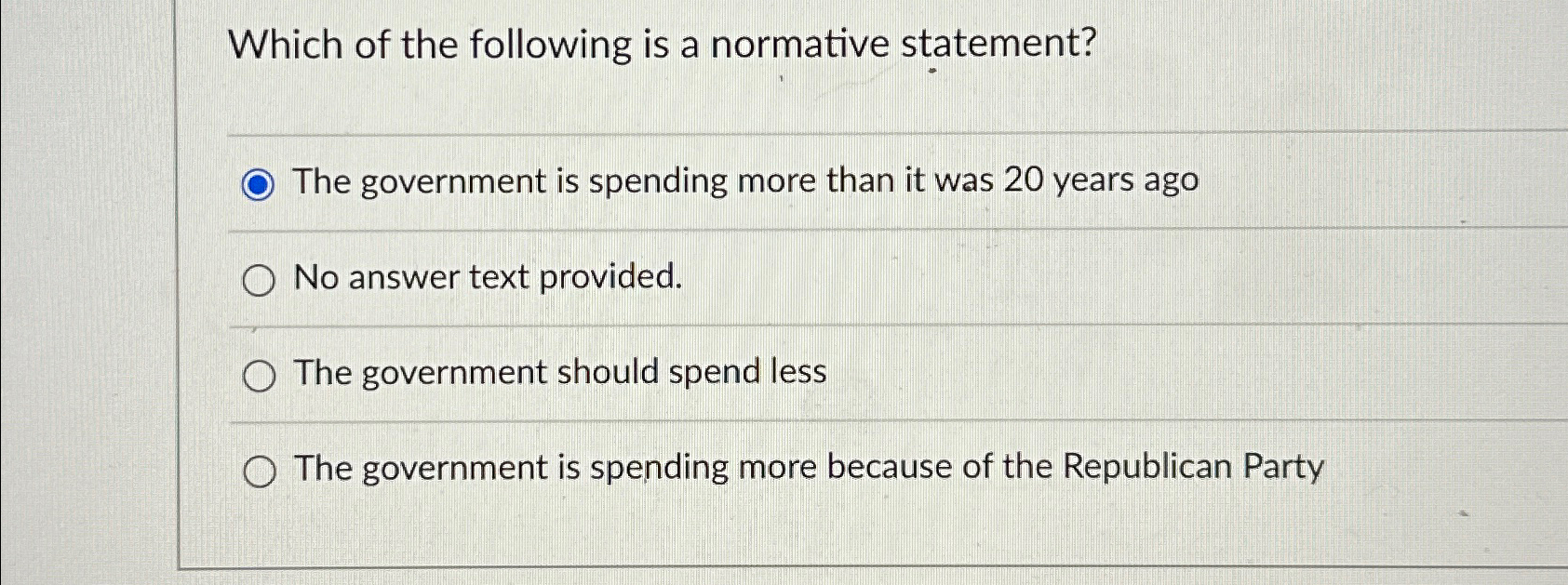 Solved Which of the following is a normative statement?The | Chegg.com