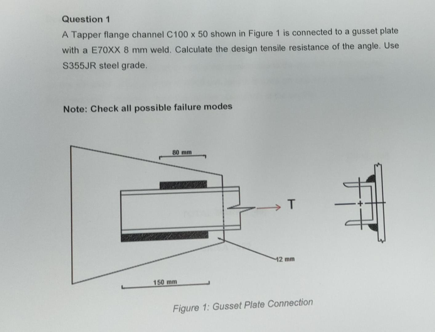 Solved Question 1 A Tapper flange channel C100×50 shown in | Chegg.com