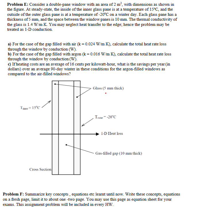 Solved Problem E: Consider a double-pane window with an | Chegg.com