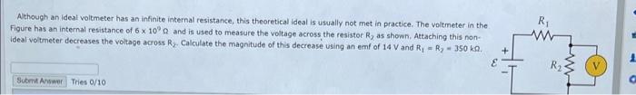 Solved Athough an ideal voltmeter has an infinite internal | Chegg.com
