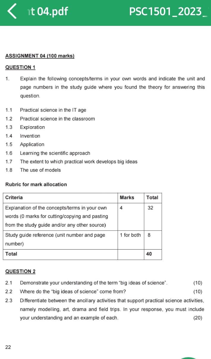 Solved ASSIGNMENT 04 (100 marks) QUESTION 1 1. Explain the | Chegg.com