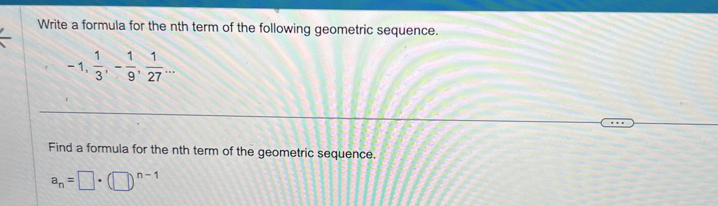 Solved Write a formula for the nth term of the following | Chegg.com