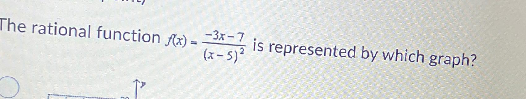 Solved The rational function f(x)=-3x-7(x-5)2 ﻿is | Chegg.com