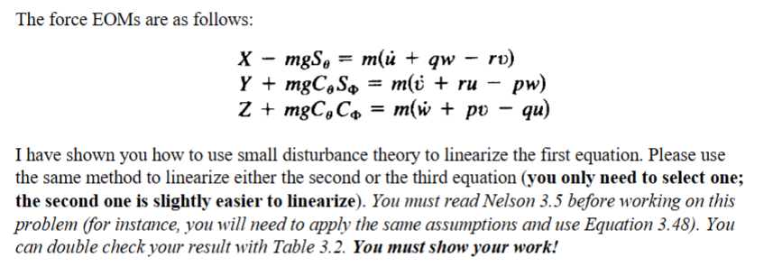 I have shown you how to use small disturbance theory | Chegg.com