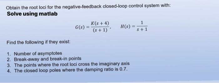 Solved Obtain the root loci for the negative feedback | Chegg.com