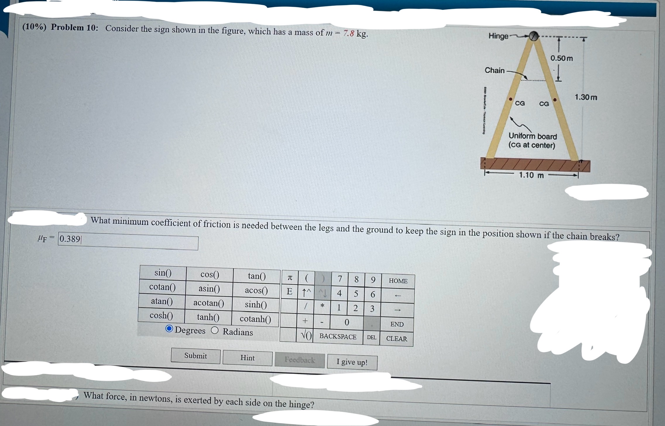 Solved (10%) ﻿Problem 10: Consider the sign shown in the | Chegg.com