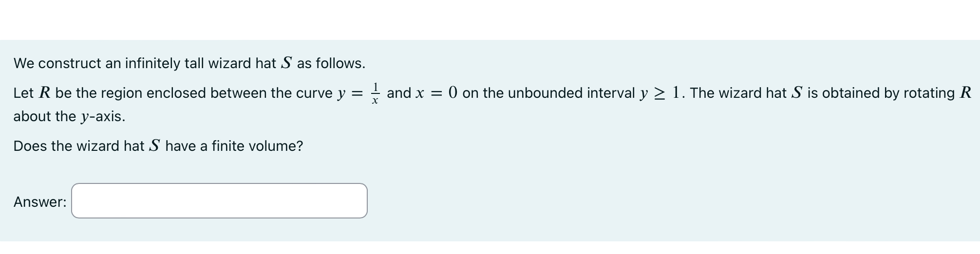 Solved We construct an infinitely tall wizard hat S ﻿as | Chegg.com
