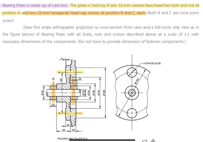 Solved Bearing Plate is made up of cast iron. The plate is | Chegg.com