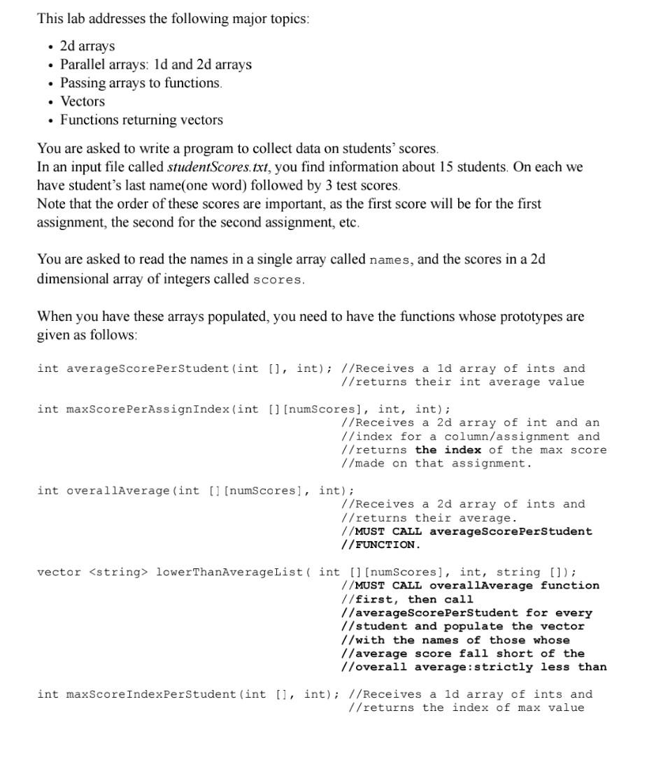 Solved This lab addresses the following major topics: . 2d | Chegg.com