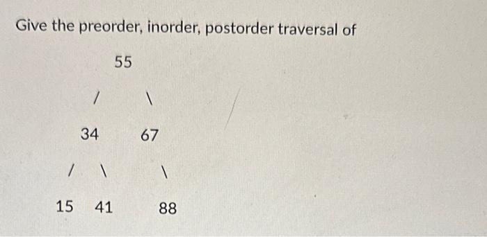 Solved Give the preorder, inorder, postorder traversal of | Chegg.com