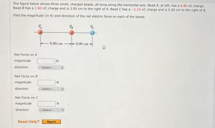 Solved The figure below shows three small, charged beads, | Chegg.com