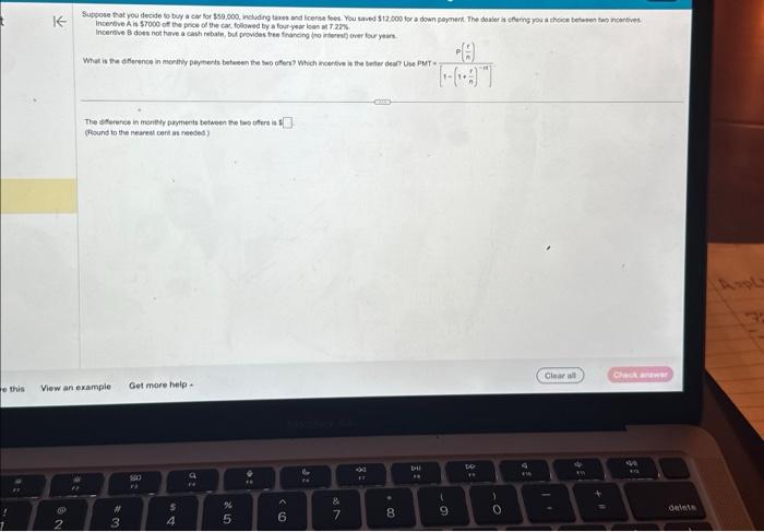 Solved The dterence in monedy paments tetween the bos ofers | Chegg.com
