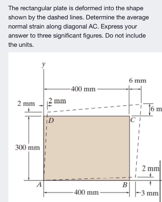 Solved The rectangular plate is deformed into the shape | Chegg.com