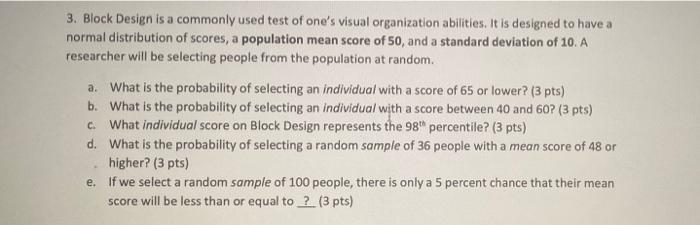 Solved 3. Block Design is a commonly used test of one's | Chegg.com