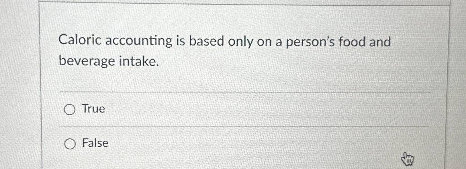 Solved Caloric accounting is based only on a person's food | Chegg.com