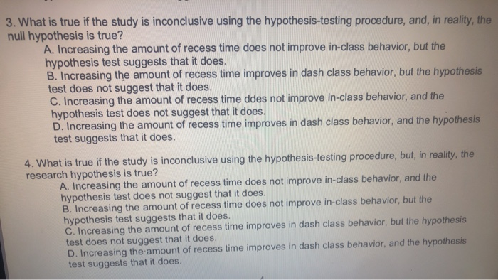 Solved 3. What is true if the study is inconclusive using | Chegg.com